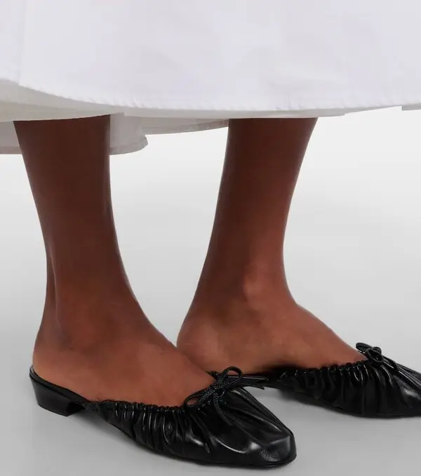 HERBERT LEVINE Gather Around Ruched Leather Mules - Black