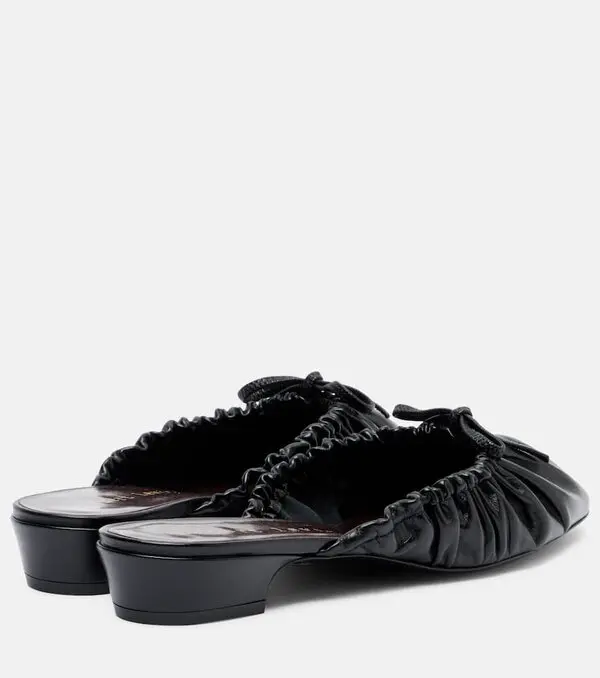 HERBERT LEVINE Gather Around Ruched Leather Mules - Black