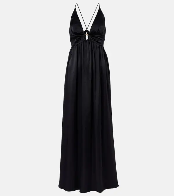 Heidi Klein Meteora Silk Satin Maxi Dress - Black