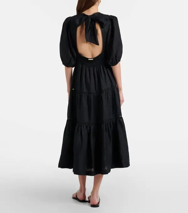 Heidi Klein Meteora Lace-trimmed Linen Midi Dress