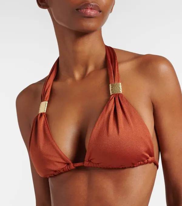Heidi Klein Uzes Embellished Bikini Top - Brown