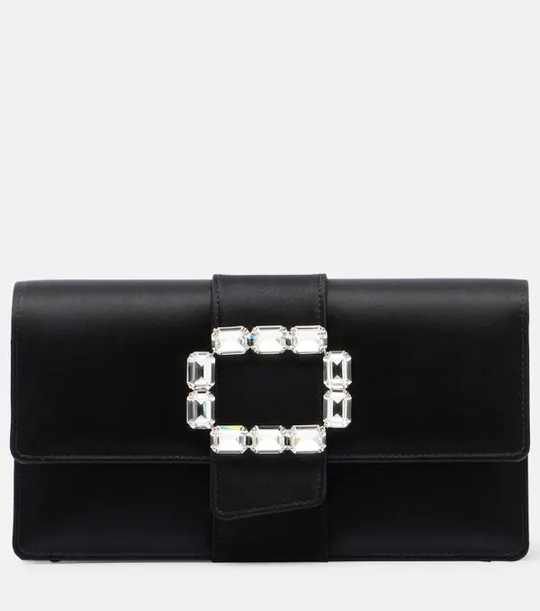 Manolo Blahnik Maycapjou Satin Clutch - Black