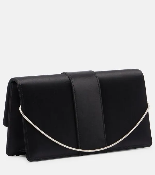 Manolo Blahnik Maycapjou Satin Clutch - Black