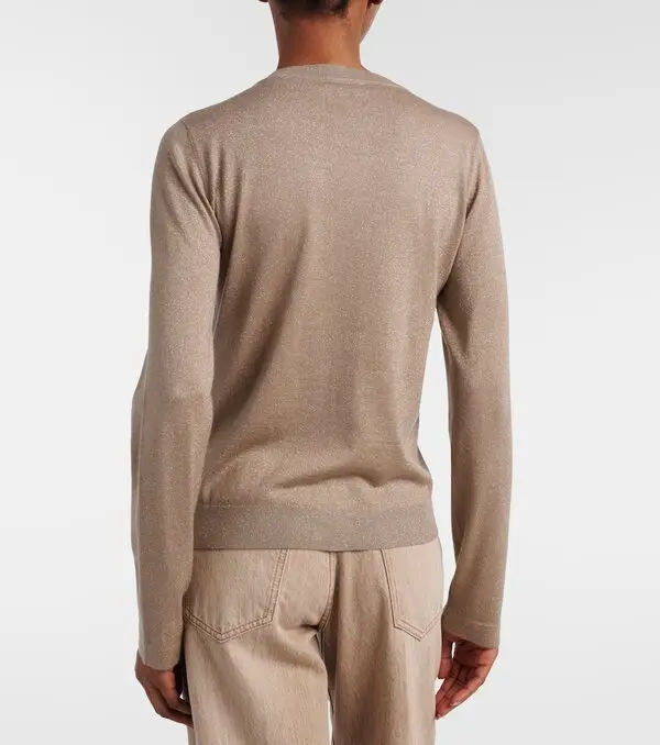 Brunello Cucinelli Cashmere-blend Lamé Cardigan - Brown