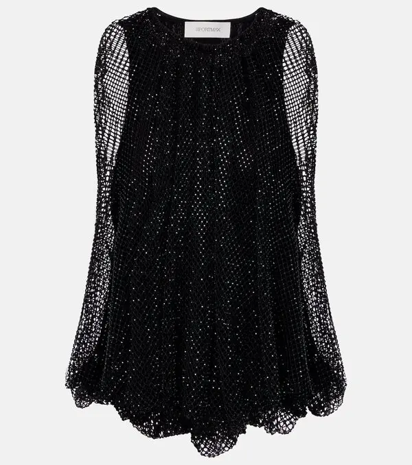 Sportmax Embellished Mesh And Jersey Top - Black