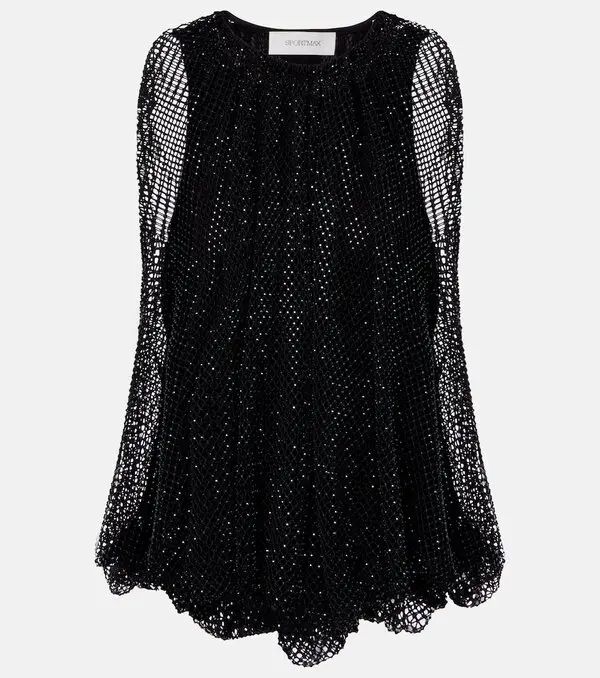 Sportmax Embellished Mesh And Jersey Top - Black