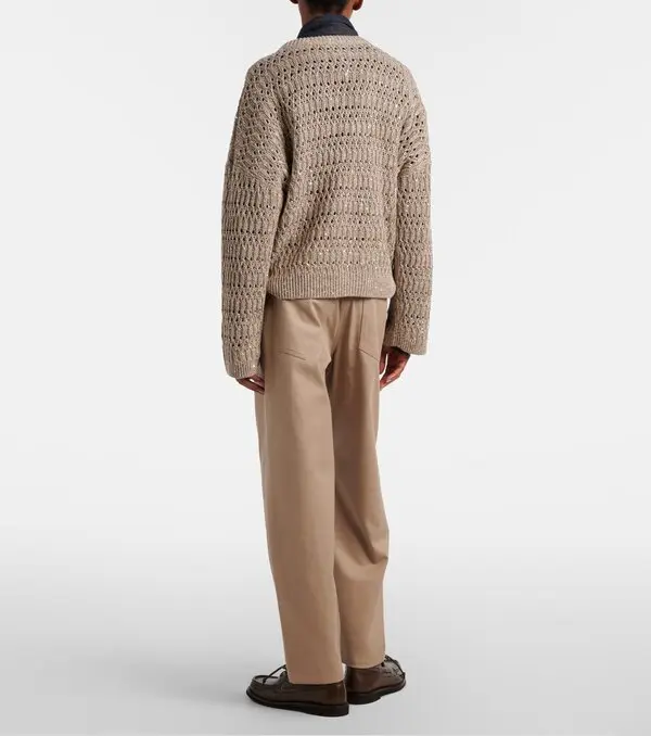 Brunello Cucinelli Cotton-blend Straight Pants - Beige