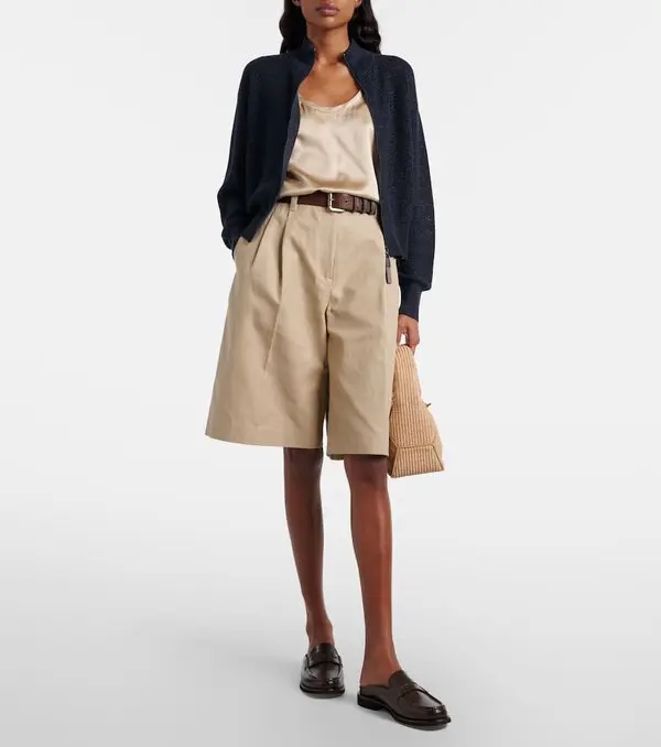 Brunello Cucinelli Cotton And Linen Shorts - Beige