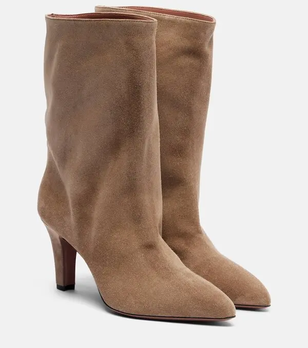 Paris Texas Elsa 75 Suede Ankle Boots - Beige
