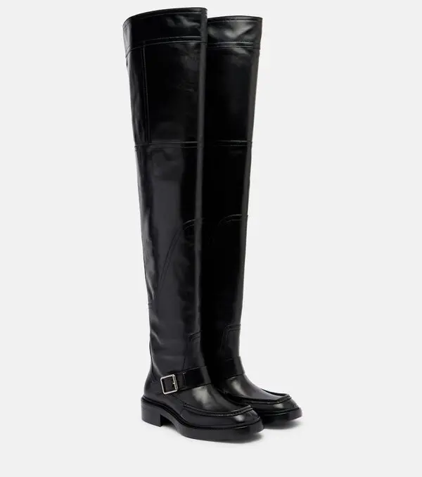 Saint Laurent Joe Leather Over-the-knee Boots - Black