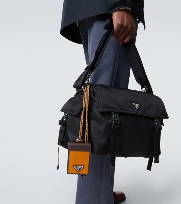 Prada Speedrock Re-nylon Card Case With Strap - Orange