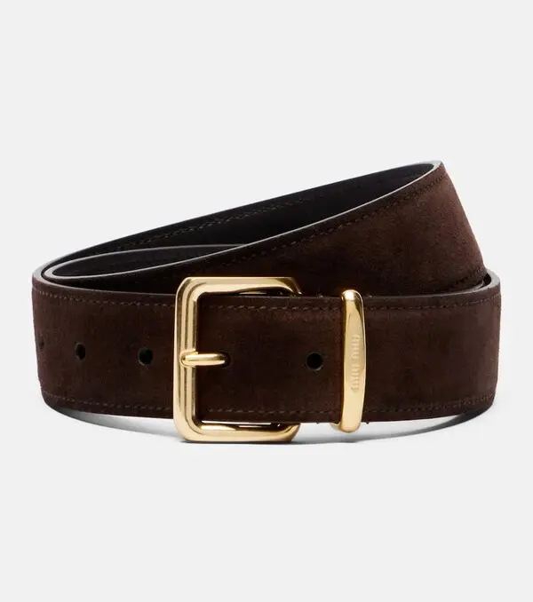 Miu Miu Suede Belt - Brown