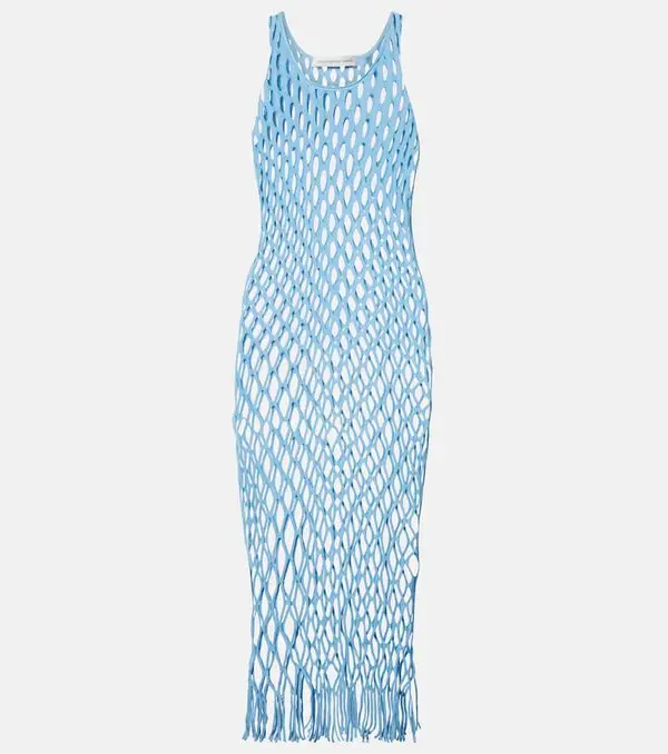Christopher Esber Knitted Mesh Beach Dress - Blue