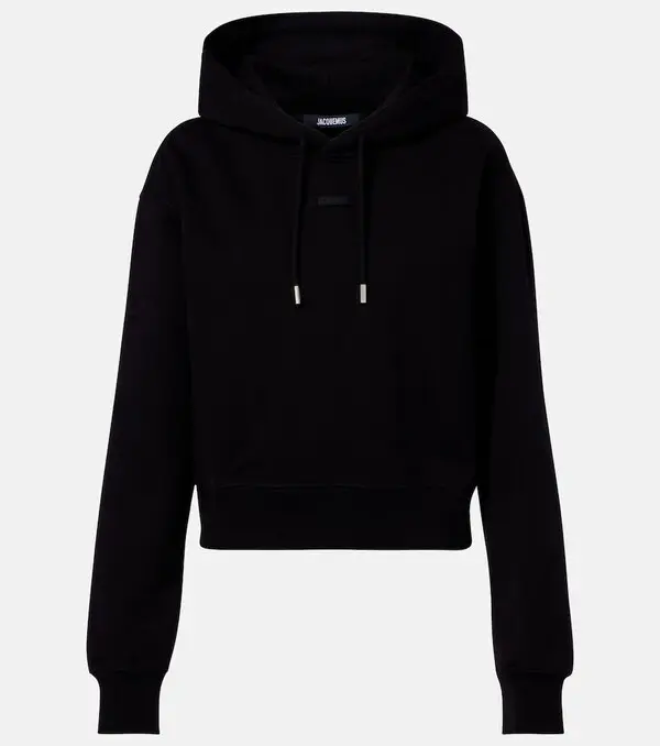 Jacquemus Logo Cotton Jersey Hoodie - Black