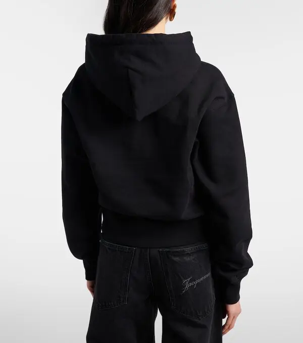 Jacquemus Logo Cotton Jersey Hoodie - Black