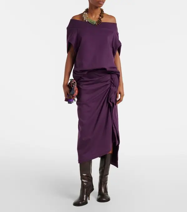 Dries Van Noten Ruffled Cotton Jersey Midi Skirt
