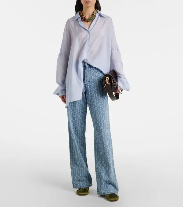 Dries Van Noten Printed Wide-leg Jeans