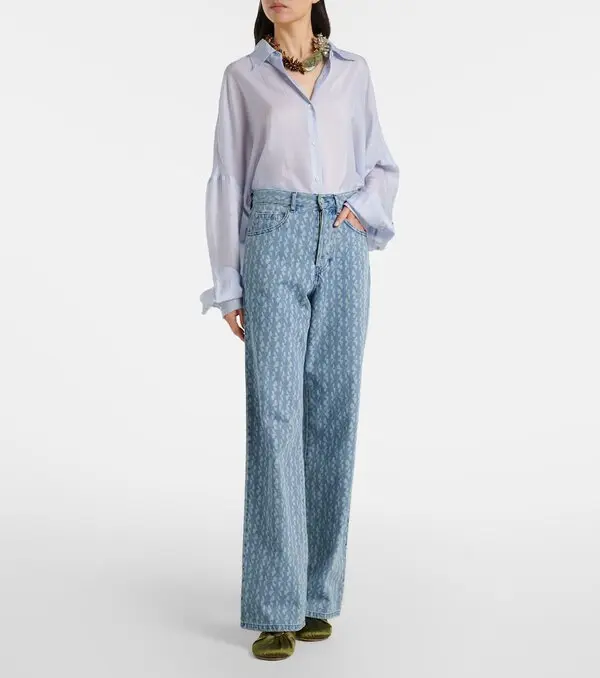 Dries Van Noten Printed Wide-leg Jeans