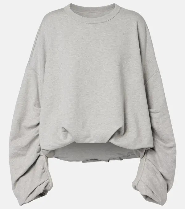 Dries Van Noten Draped Cotton Jersey Sweatshirt - Grey