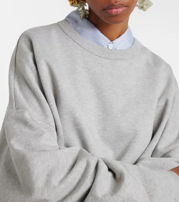 Dries Van Noten Draped Cotton Jersey Sweatshirt - Grey