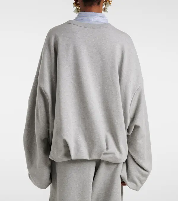Dries Van Noten Draped Cotton Jersey Sweatshirt - Grey