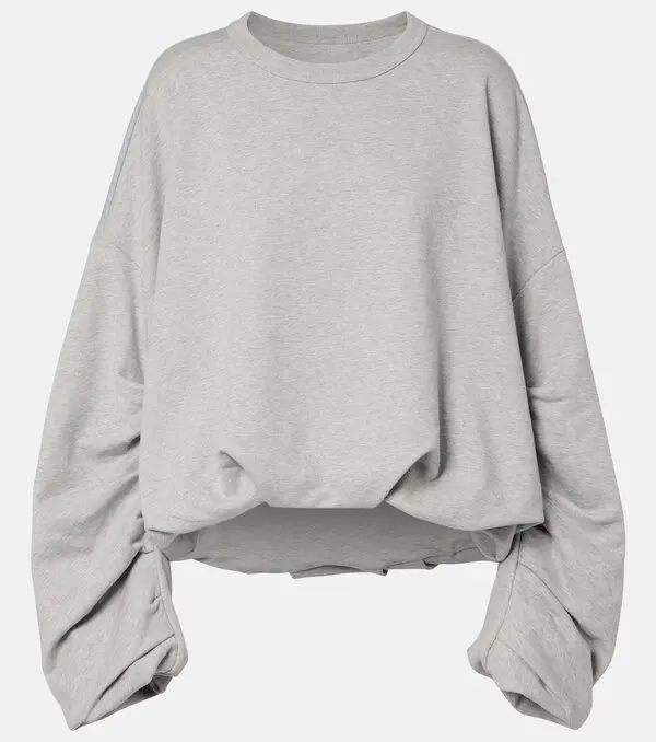 Dries Van Noten Draped Cotton Jersey Sweatshirt - Grey