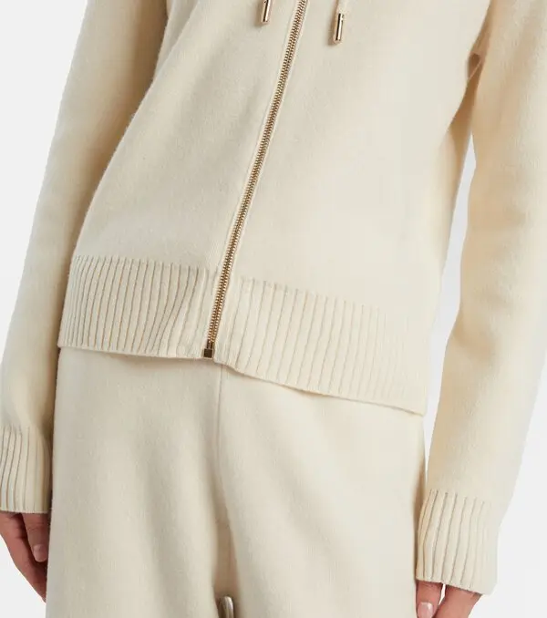 Moncler Hooded Wool And Cashmere Zip-up Cardigan - White