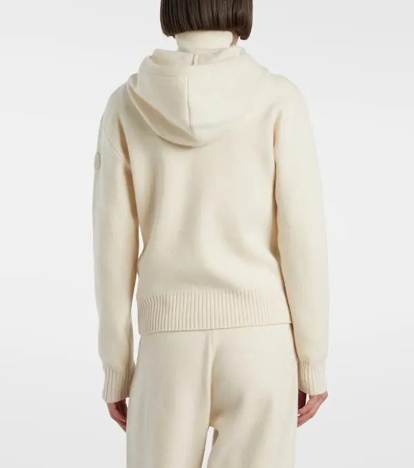 Moncler Hooded Wool And Cashmere Zip-up Cardigan - White