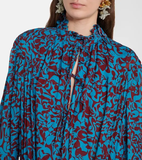 Dries Van Noten Printed Ruffled Shirt Dress