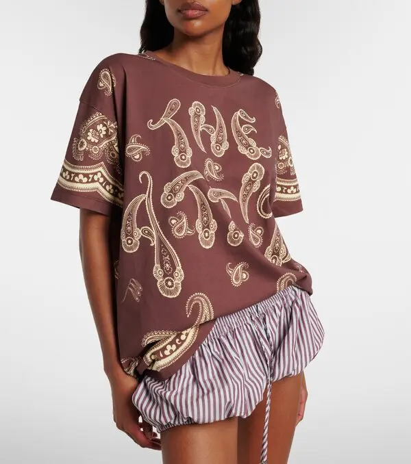 Attico Oversized Paisley Cotton T-shirt - Brown