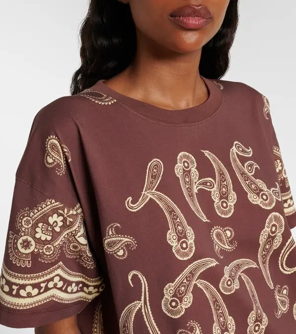 Attico Oversized Paisley Cotton T-shirt - Brown