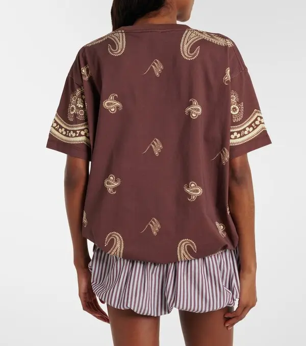 Attico Oversized Paisley Cotton T-shirt - Brown
