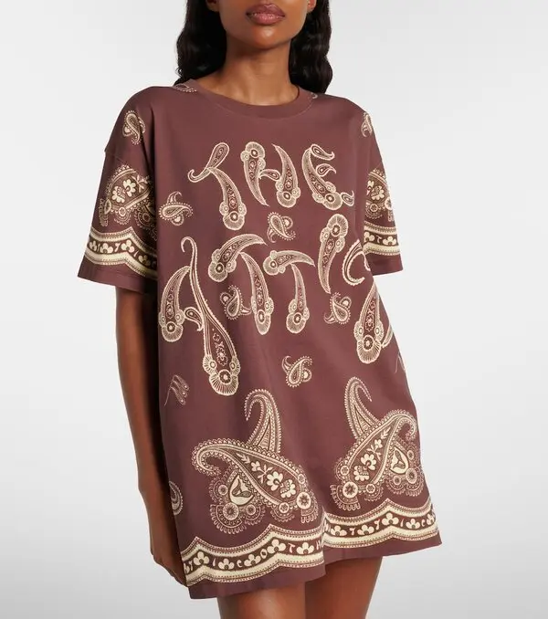 Attico Oversized Paisley Cotton T-shirt - Brown