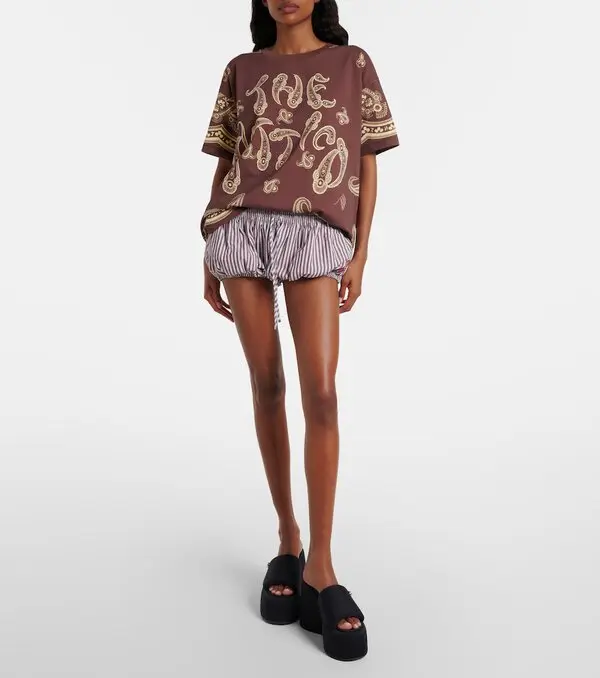 Attico Oversized Paisley Cotton T-shirt - Brown