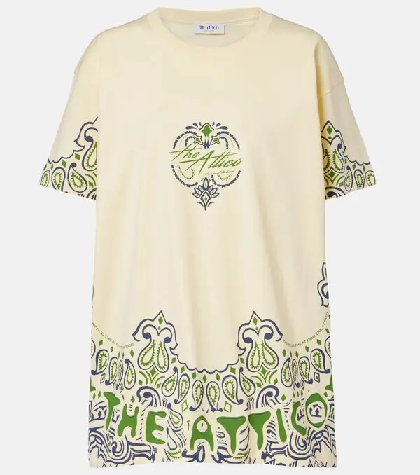 Attico Oversized Paisley Cotton T-shirt - Yellow