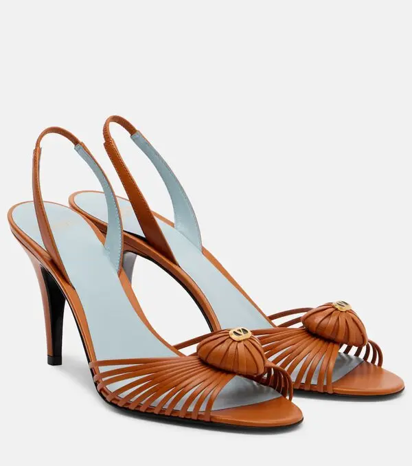 Valentino Garavani Royal 85 Leather Slingback Sandals - Brown