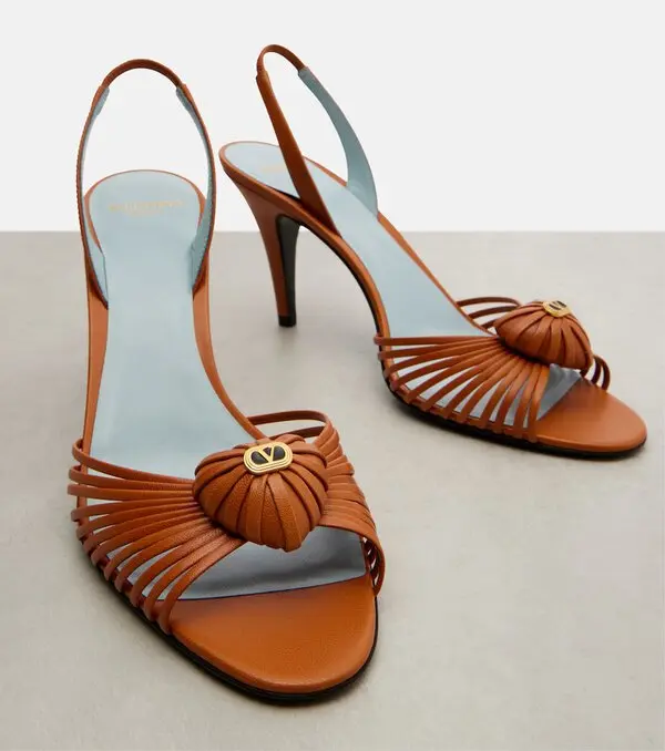 Valentino Garavani Royal 85 Leather Slingback Sandals - Brown