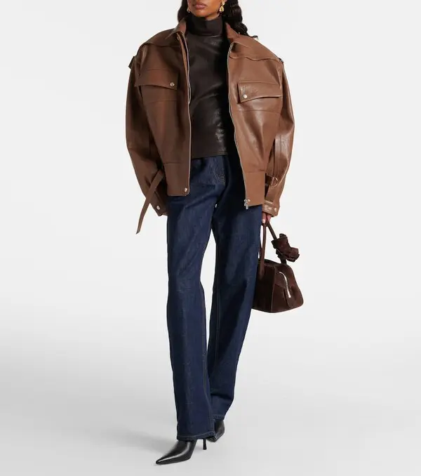 Magda Butrym Halterneck Leather Top - Brown