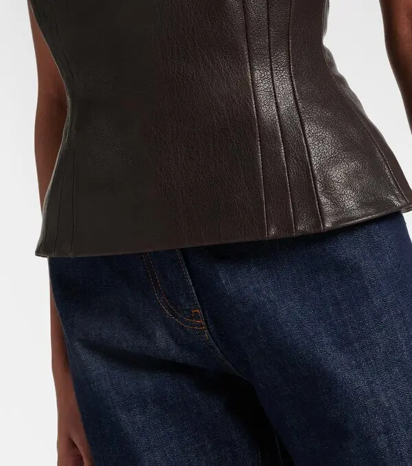 Magda Butrym Halterneck Leather Top - Brown