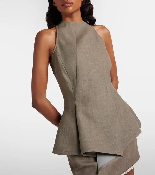 Magda Butrym Asymmetric Peplum Wool Top