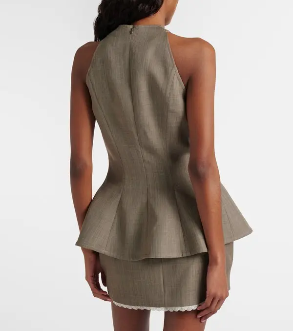 Magda Butrym Asymmetric Peplum Wool Top