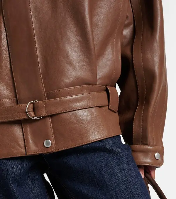 Magda Butrym Belted Oversized Leather Jacket