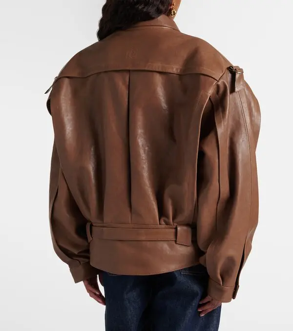 Magda Butrym Belted Oversized Leather Jacket