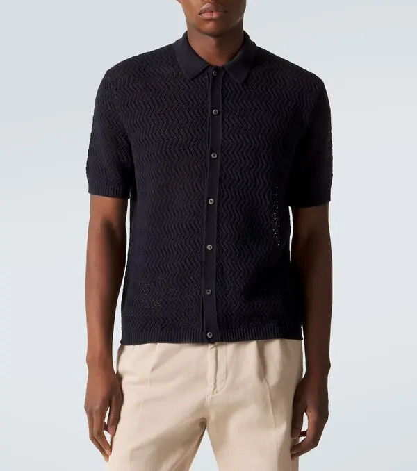 Ralph Lauren Purple Label Chevron Cotton Polo Shirt