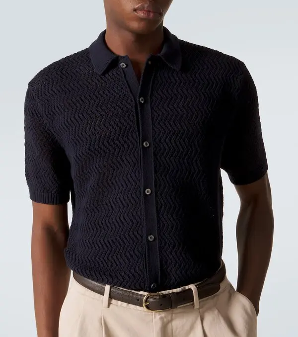 Ralph Lauren Purple Label Chevron Cotton Polo Shirt