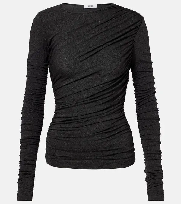 AGOLDE Tania Ruched Jersey Top - Grey