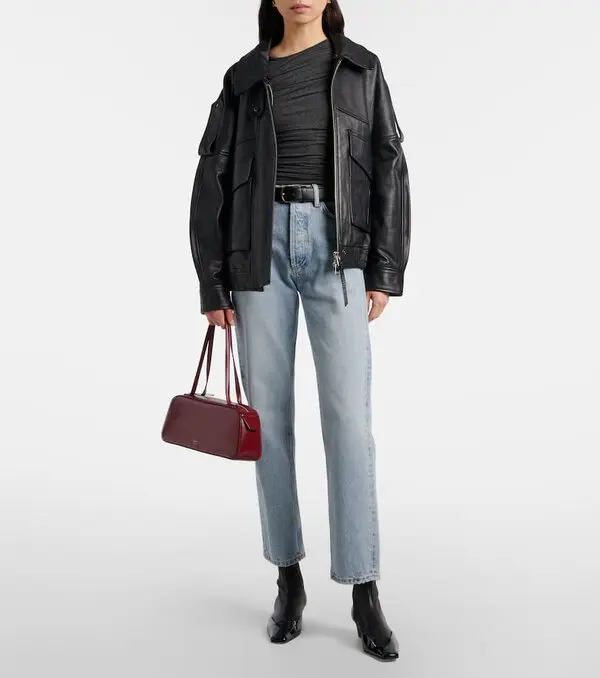 AGOLDE Tania Ruched Jersey Top - Grey