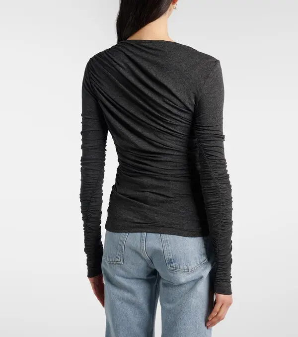 AGOLDE Tania Ruched Jersey Top - Grey