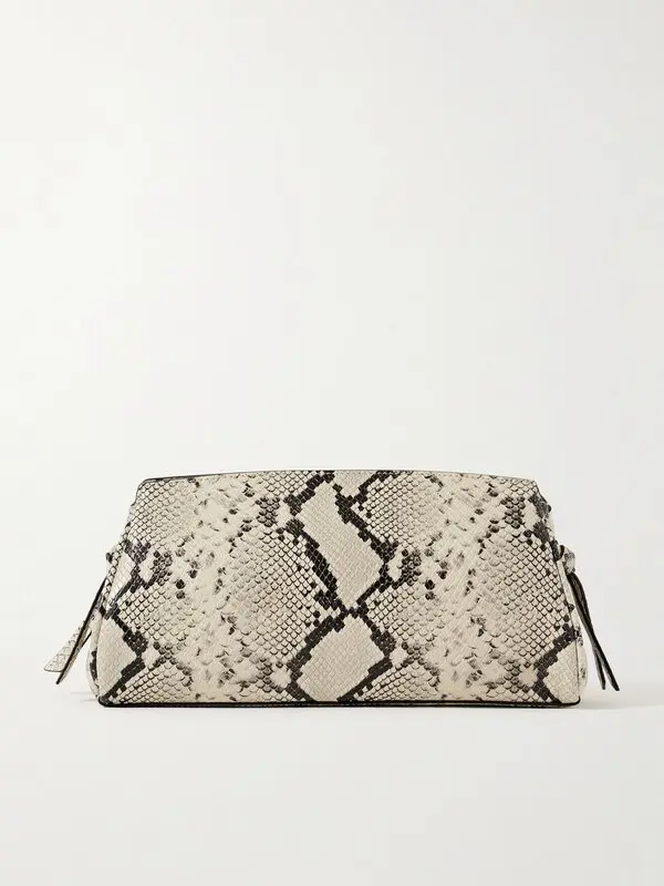 Staud Maude Snake-effect Leather Clutch
