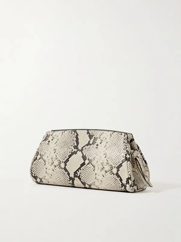 Staud Maude Snake-effect Leather Clutch